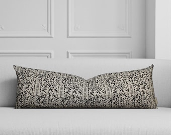 Medium Lumbar Pillow Cover - Chestnut Floral Forest Block Print | 14 ...