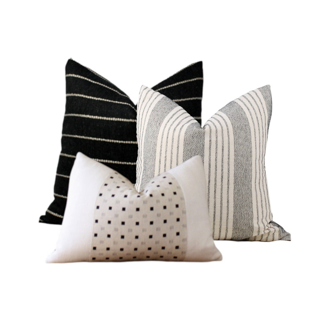 Claire Black and White Stripe Pillow Cover Charcoal and - Etsy