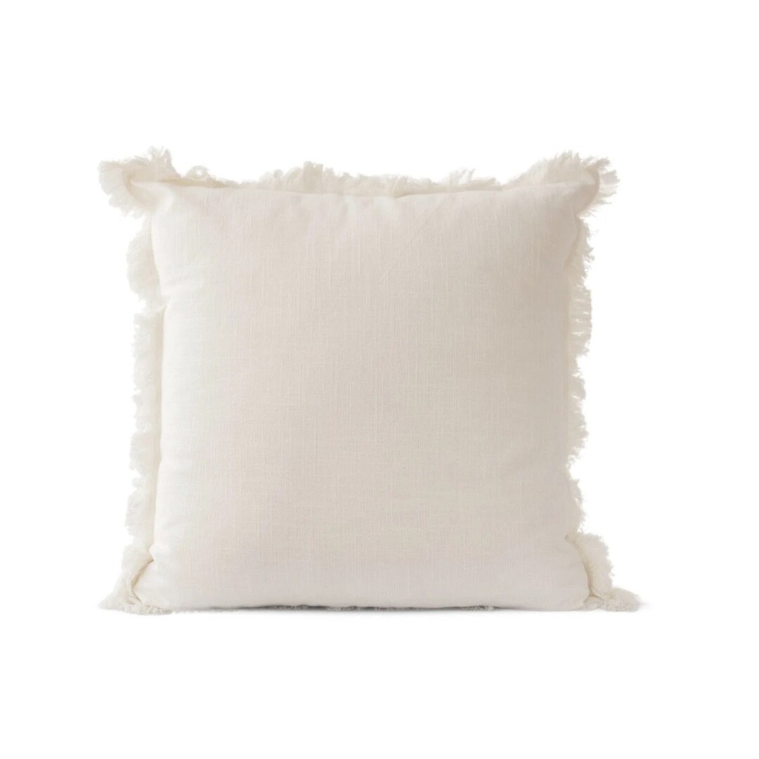 Sevillla 22 White Frayed Edge Linen Pillow Cover - Etsy