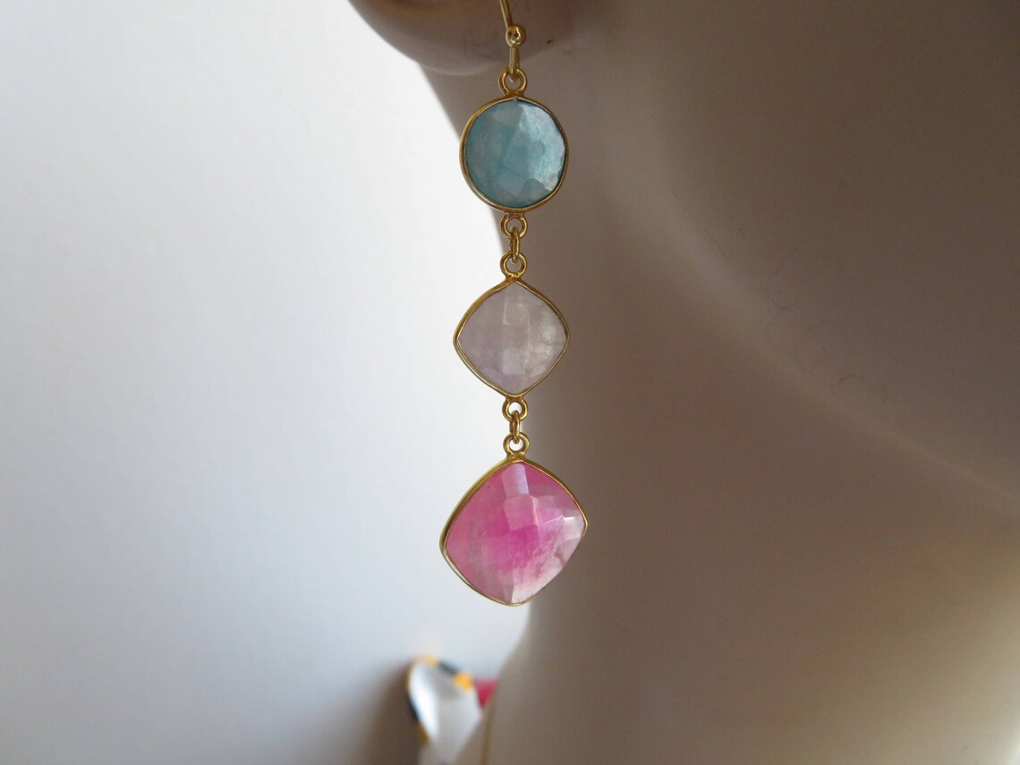 Genuine 21.00ctw Multi-Color Quartz 14KT Gold/ Sterling Silver | Etsy