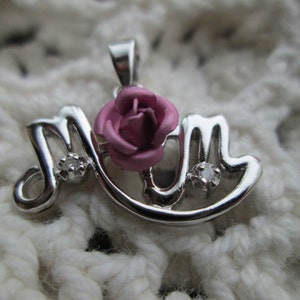 925 Sterling Silver Genuine Diamond Mom Dangle Pink Rose - Etsy