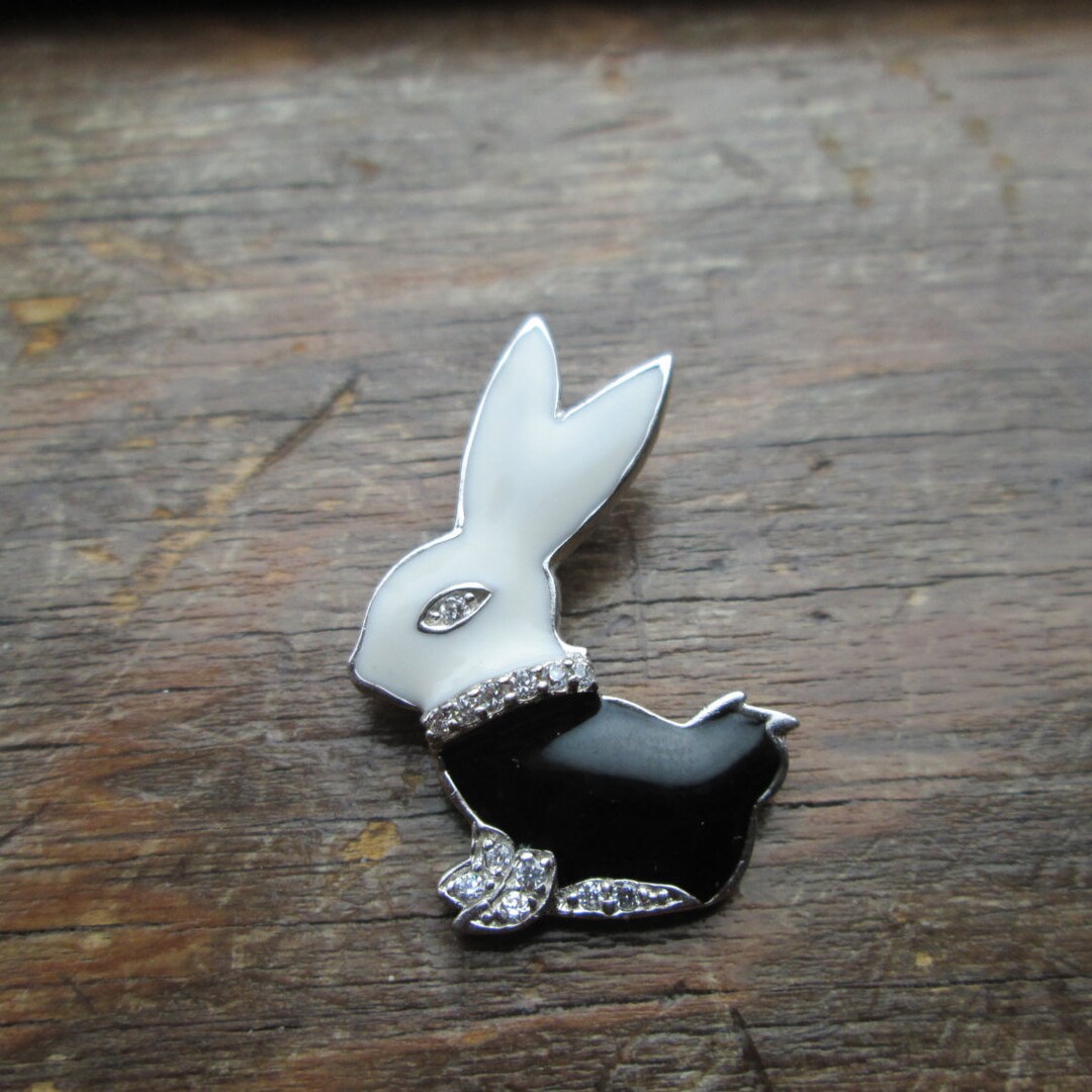 Designer White & Blackgrey and Black Sterling Silver Rabbit - Etsy