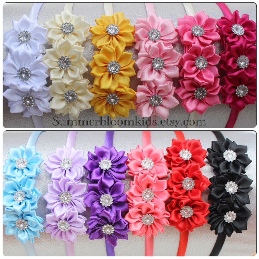 White Headband, Flower Girl Headband, Plastic Headband, Satin Headband ...