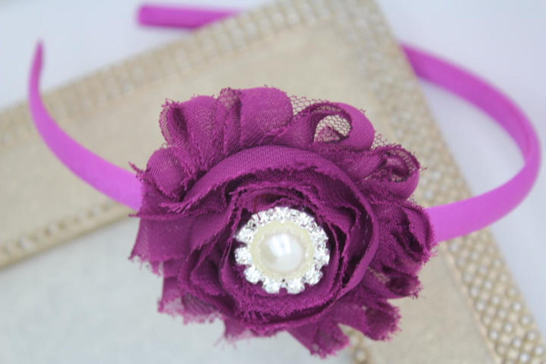 Plum Headbands, Violet Flower Girl Headband, Girls Plum Headbands ...