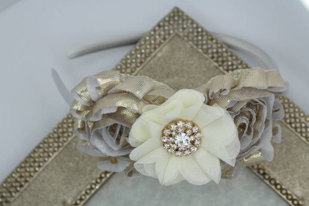 Gold Flower Headband, Gold Flower Girl Headbands, Toddler Headband ...