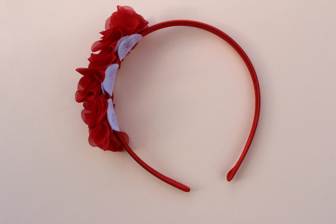 Red Girls Headband Red Flower Girl Headband Red Satin - Etsy