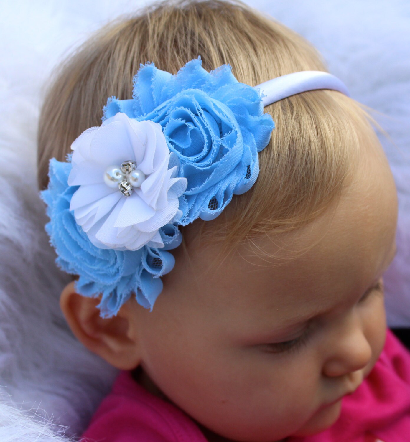 Light blue headband flower girl headband plastic toddler | Etsy