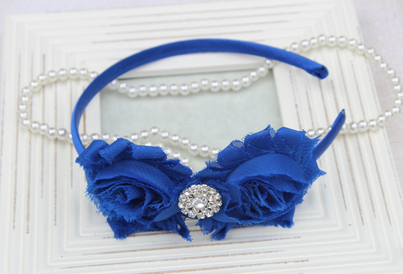 Royal blue headband plastic headband royal blue flower girls | Etsy