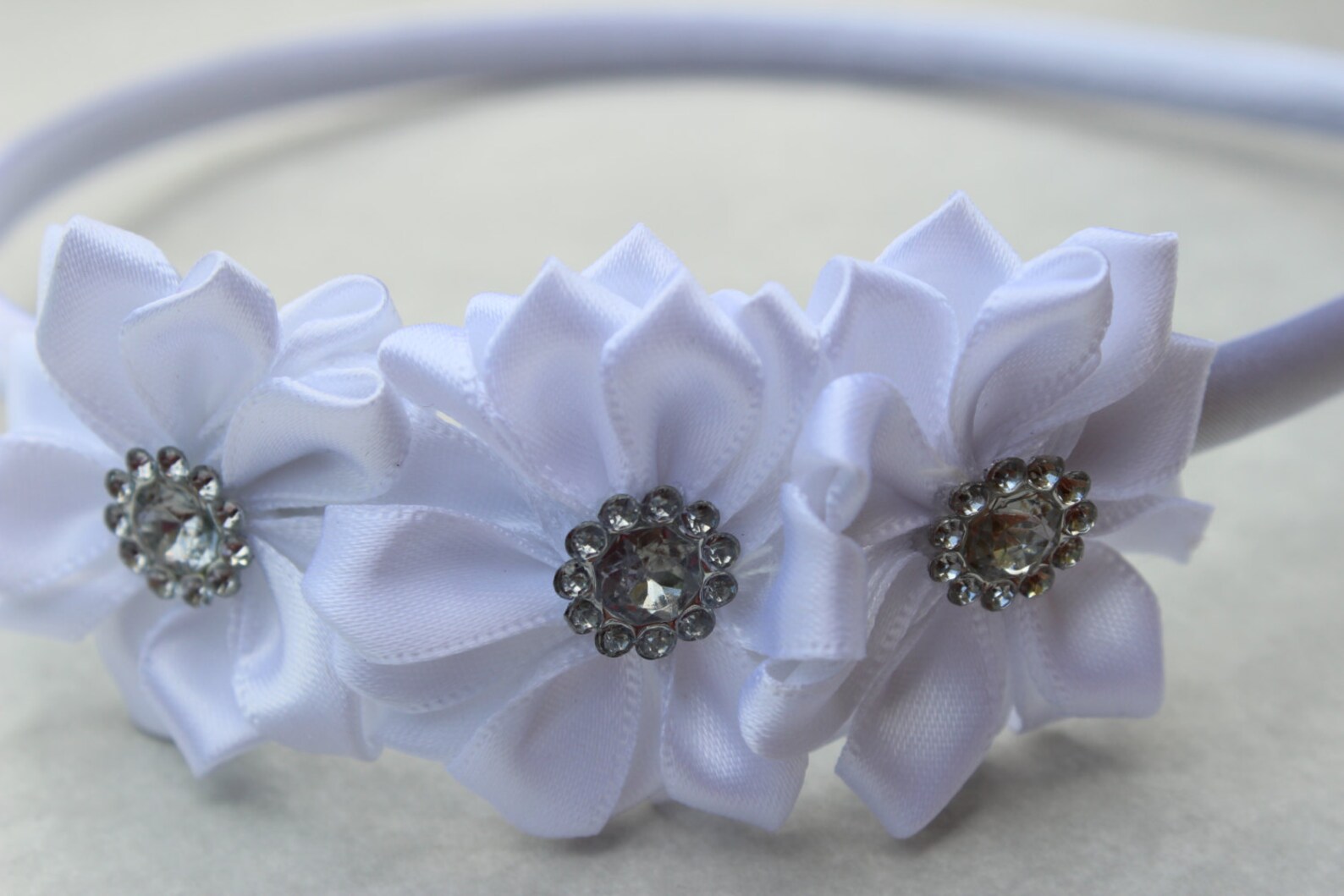 White Headband, Flower Girl Headband, Plastic Headband, Satin Headband ...