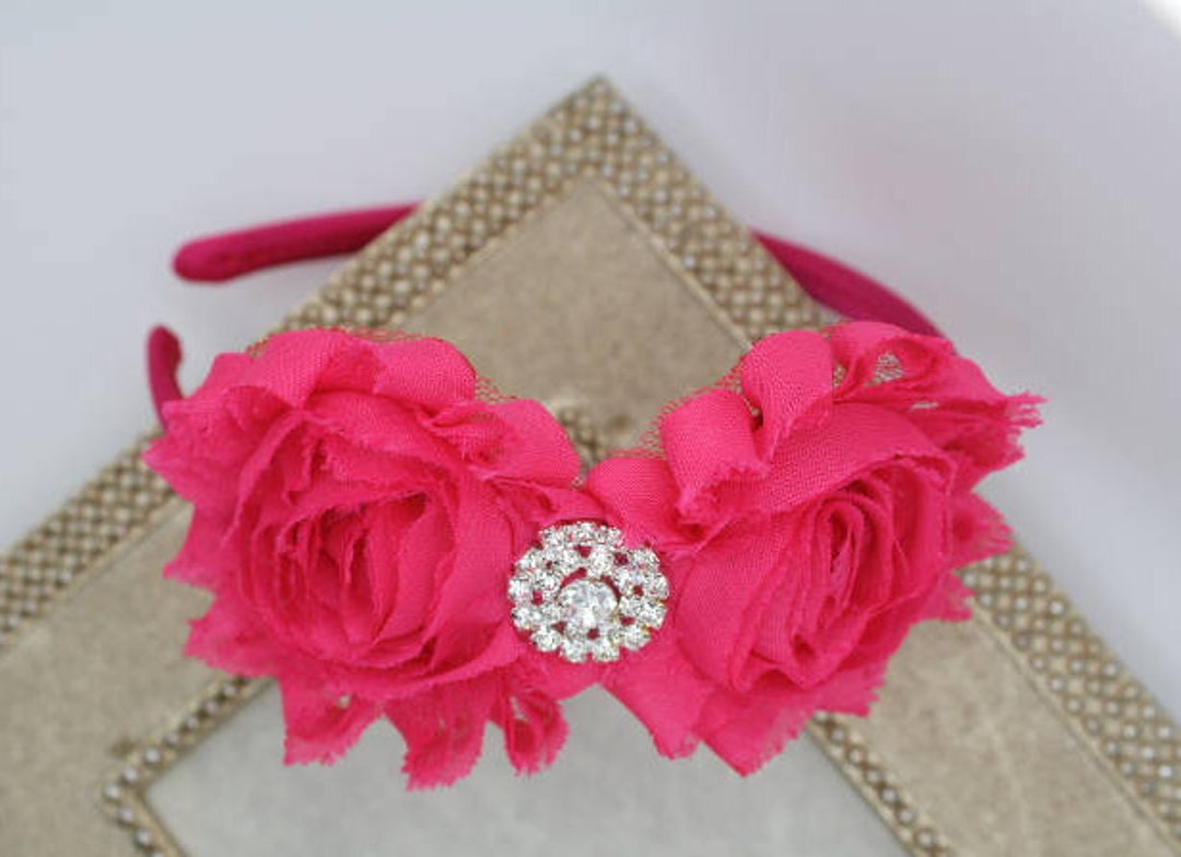 Hot Pink Headbands, Hot Pink Flower Girl Headbands, Toddler Headband ...