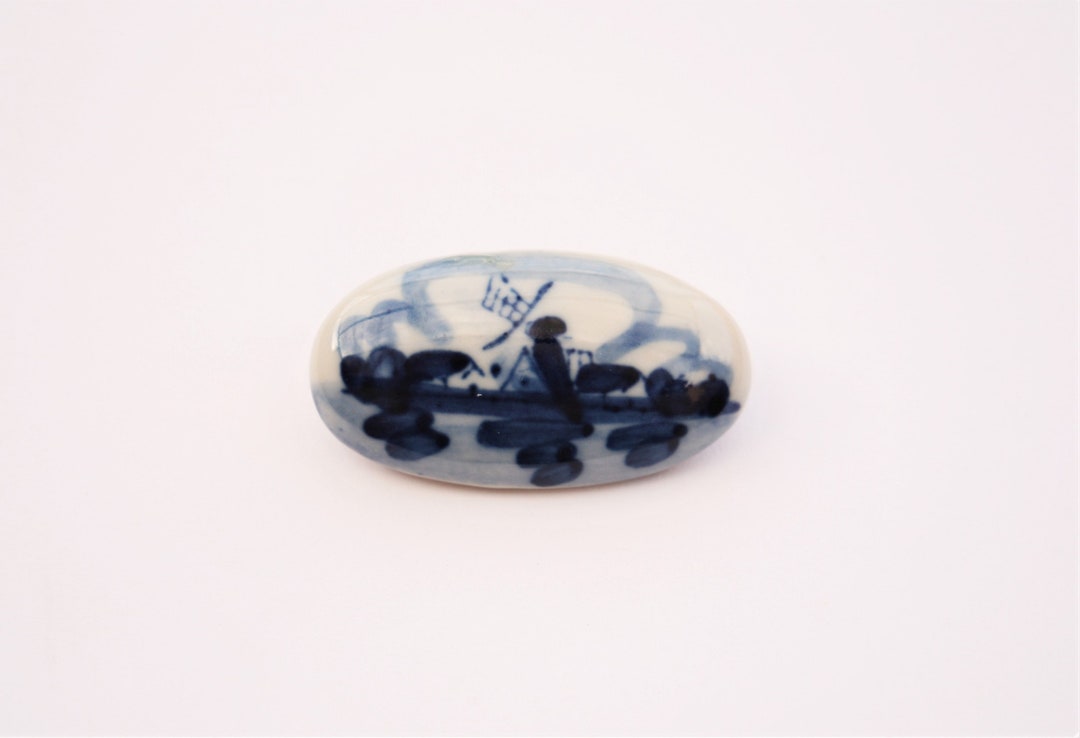 Vintage Delft Pottery Brooch: Blue Windmill Scene - Etsy