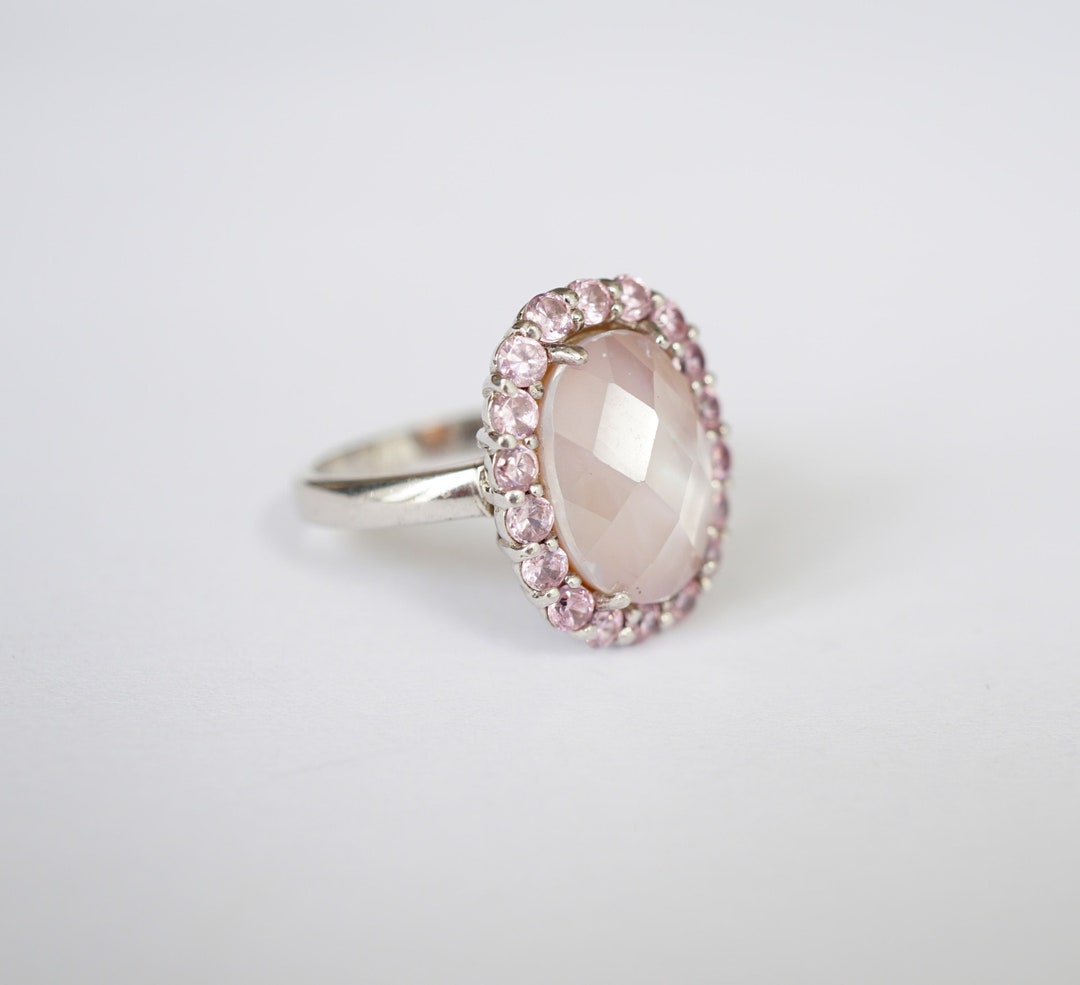 Rose Pink Crystal Cocktail Ring Light Pink Sparkly Ring - Etsy