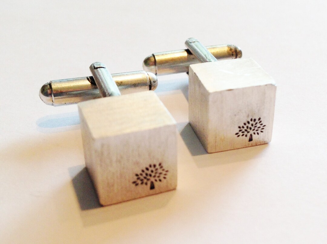 Mulberry Tree Cufflinks: Brushed Silver Plated Shirt Accessories - Etsy UK