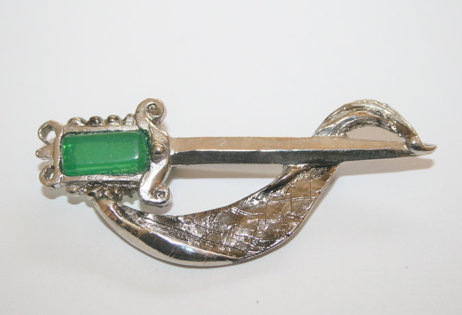 Vintage 1970's Pewter Celtic Sword Brooch W/ Emerald Green - Etsy UK