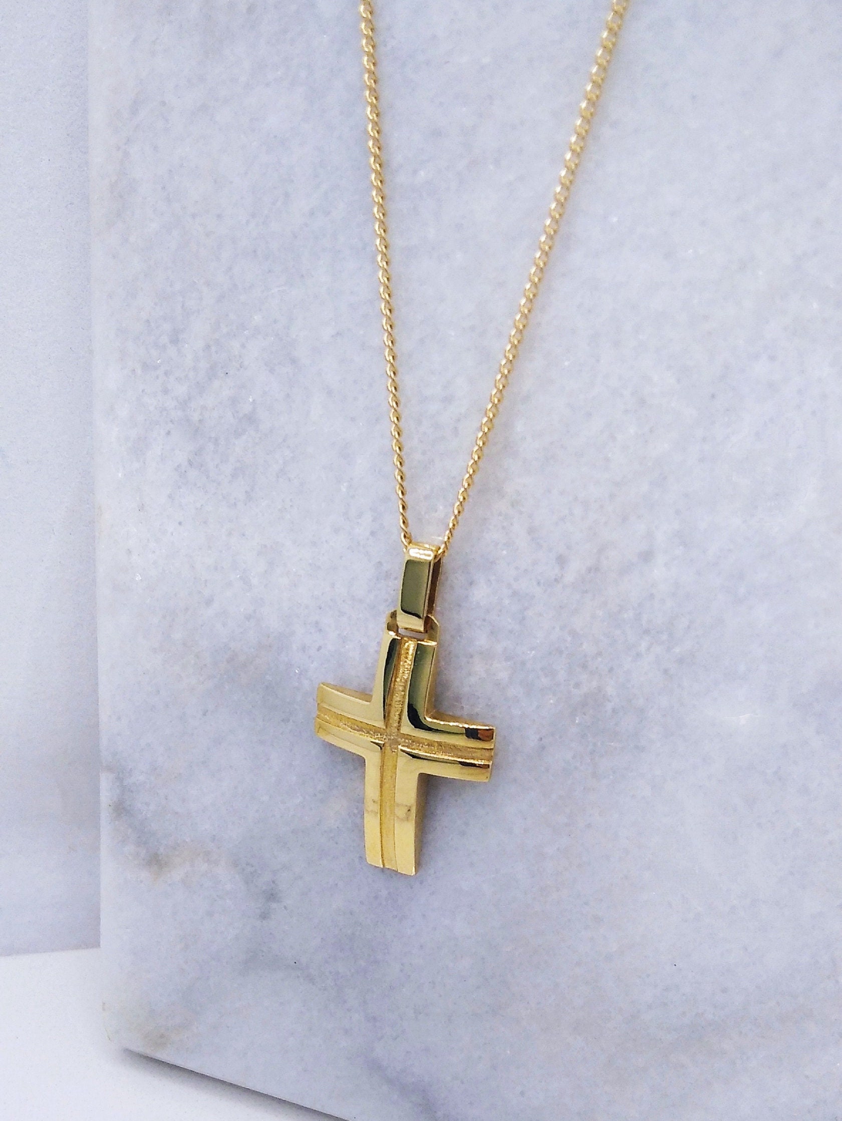 A Solid Gold Gross 14k in Modern Style Gold Cross 18k Greek - Etsy