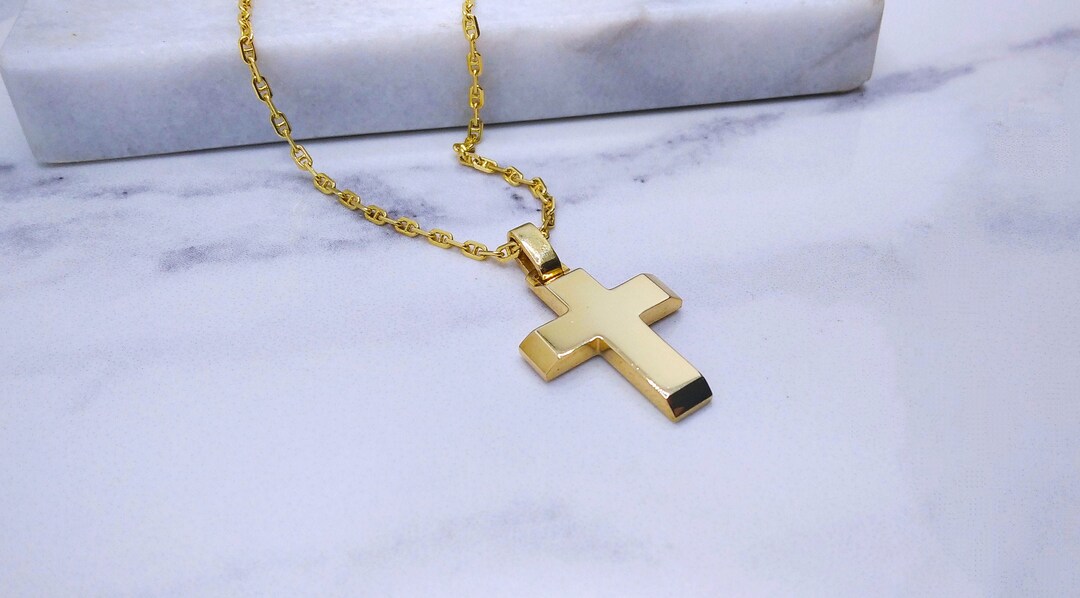 Greek Gold Gross 14k/gold Cross Mens Pendant/solid 18k Gold Cross ...