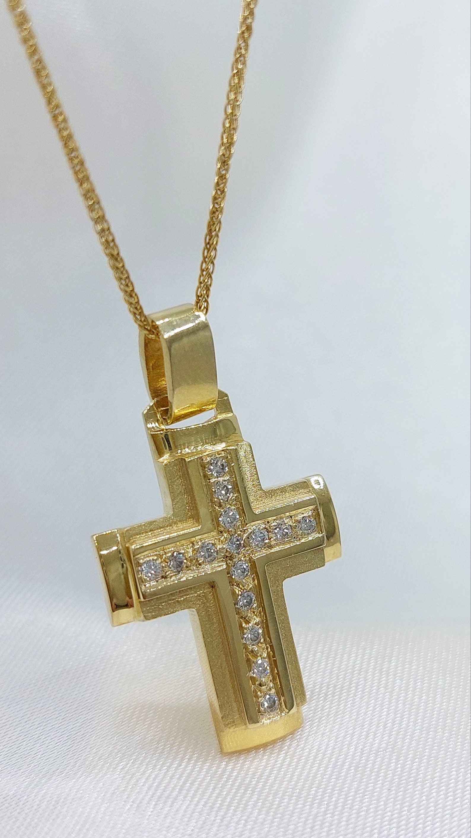 14k Gold Baptism Cross for Baby Girl, Handmade Orthodox Filaxto - Etsy