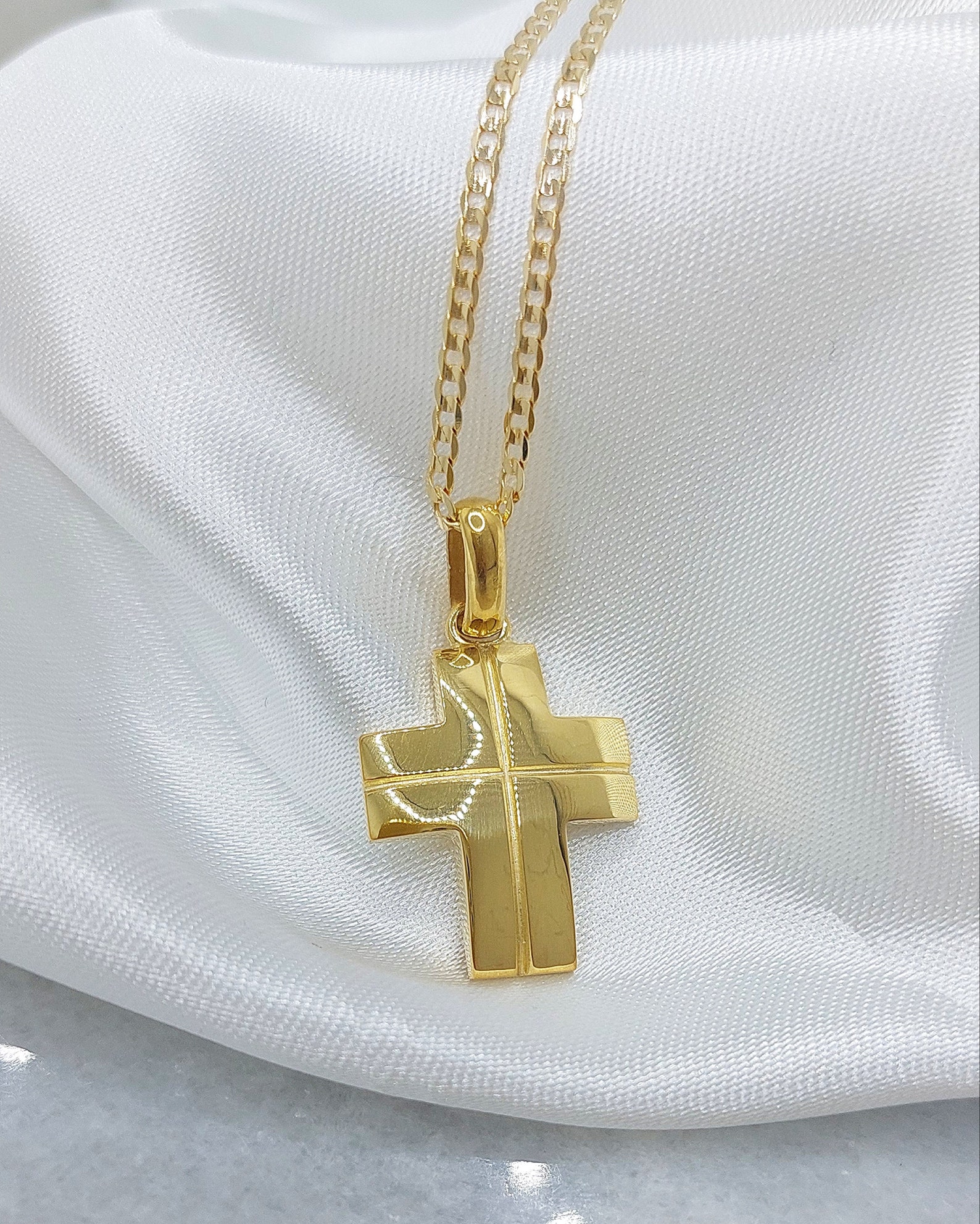Greek Orthodox Cross,14k Yellow Gold,handmade Baptismal Pendant - Etsy