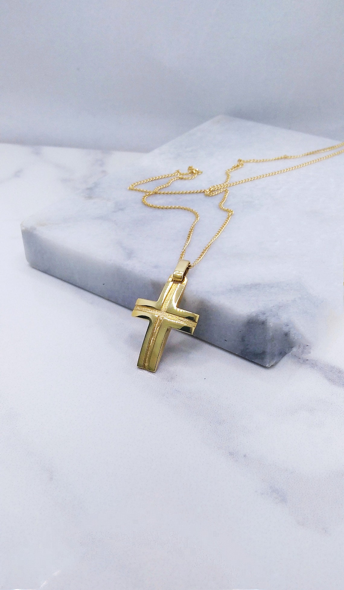 A Solid Gold Gross 14k in Modern Style Gold Cross 18k Greek - Etsy