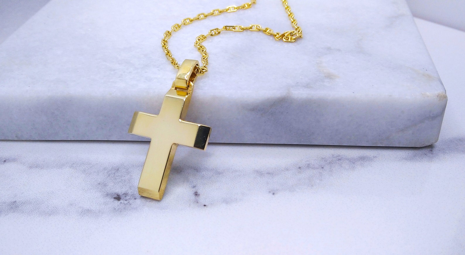 Greek Gold Gross 14k/gold Cross Mens Pendant/solid 18k Cross/filakto ...
