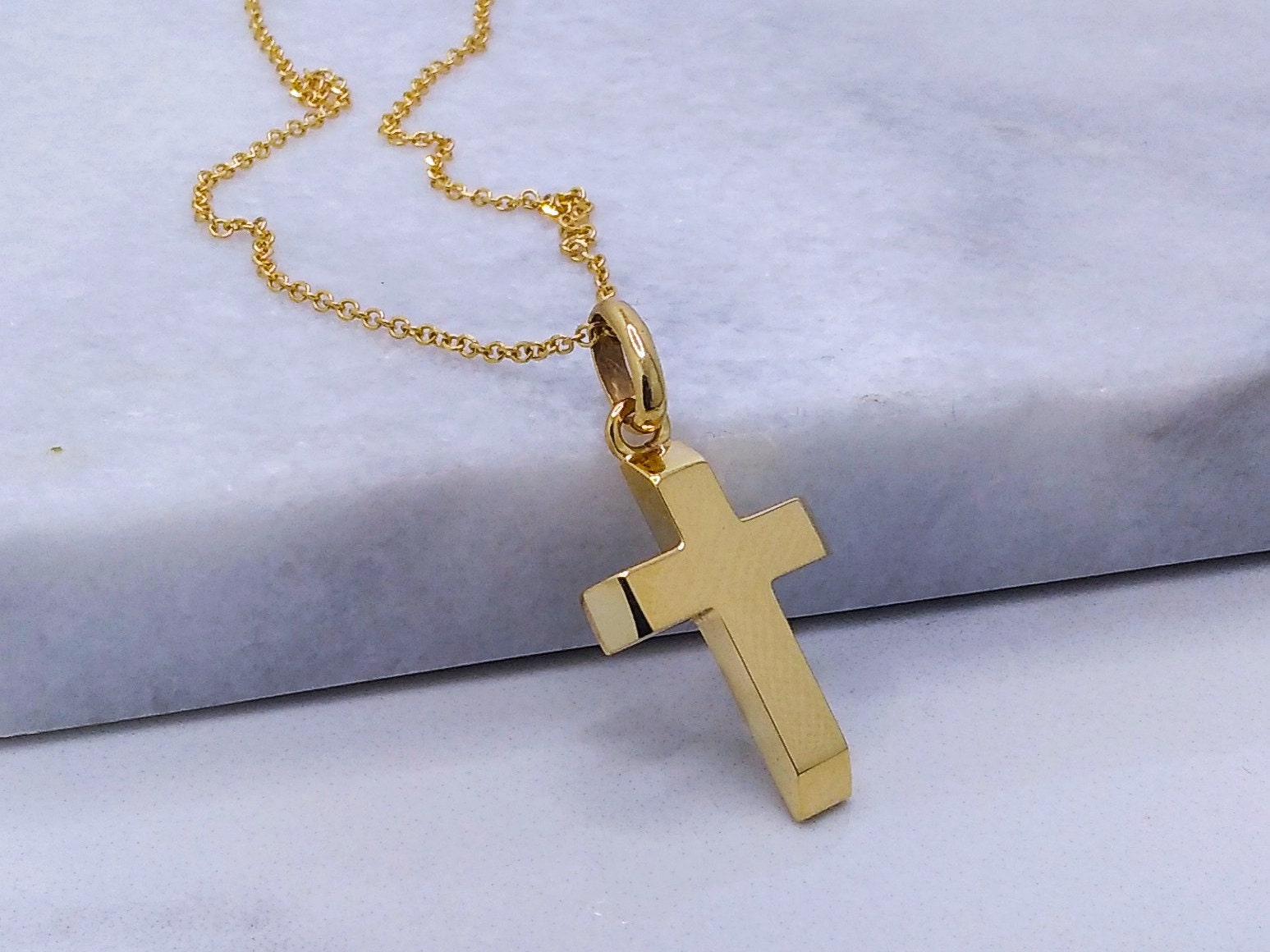 18k Solid Gold Greek Orthodox Cross Pendant, Baptism Gift - Etsy
