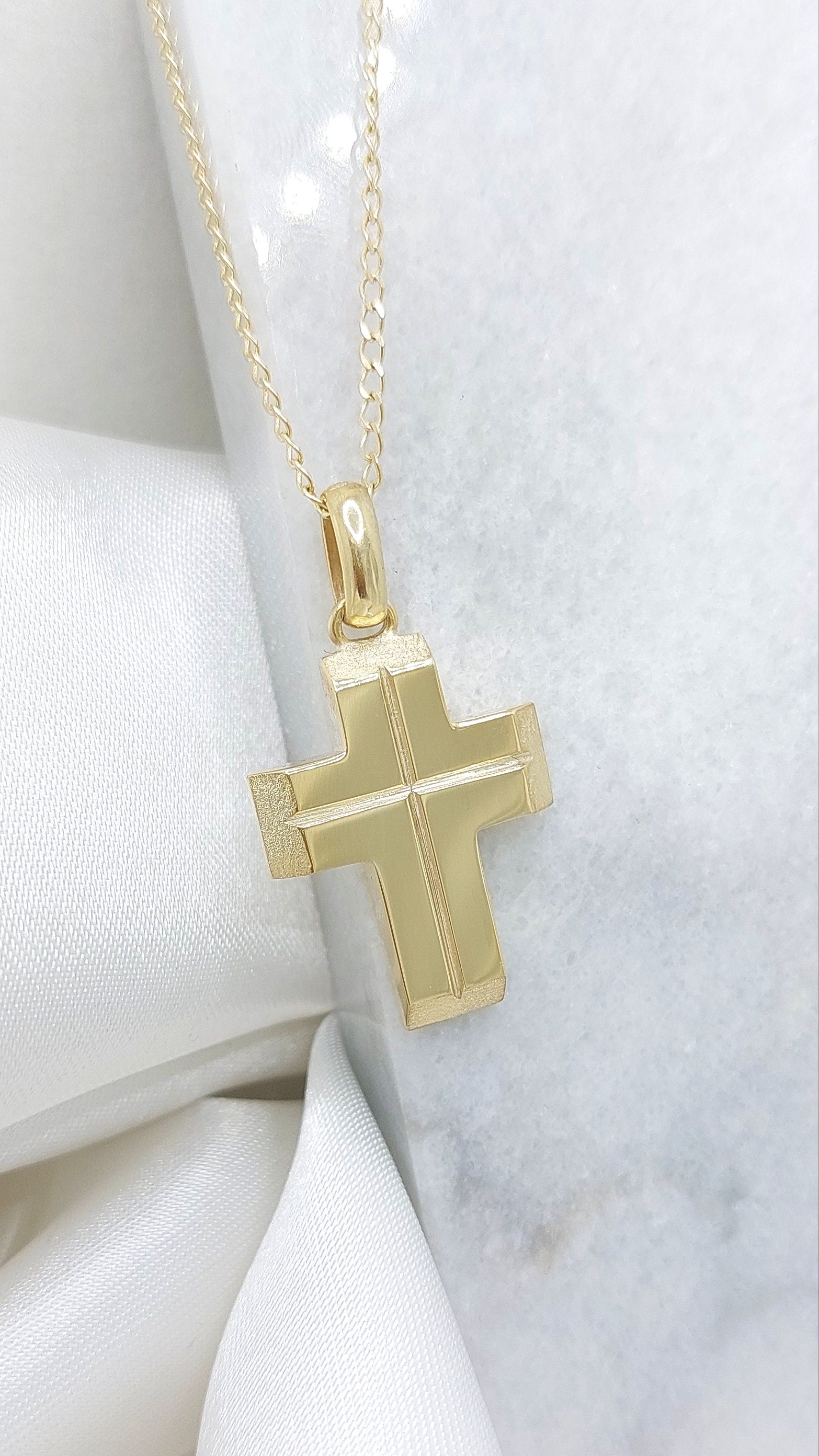 Greek Orthodox Solid 18k Baptism Gold Cross/14k Large Greek Gold Cross ...