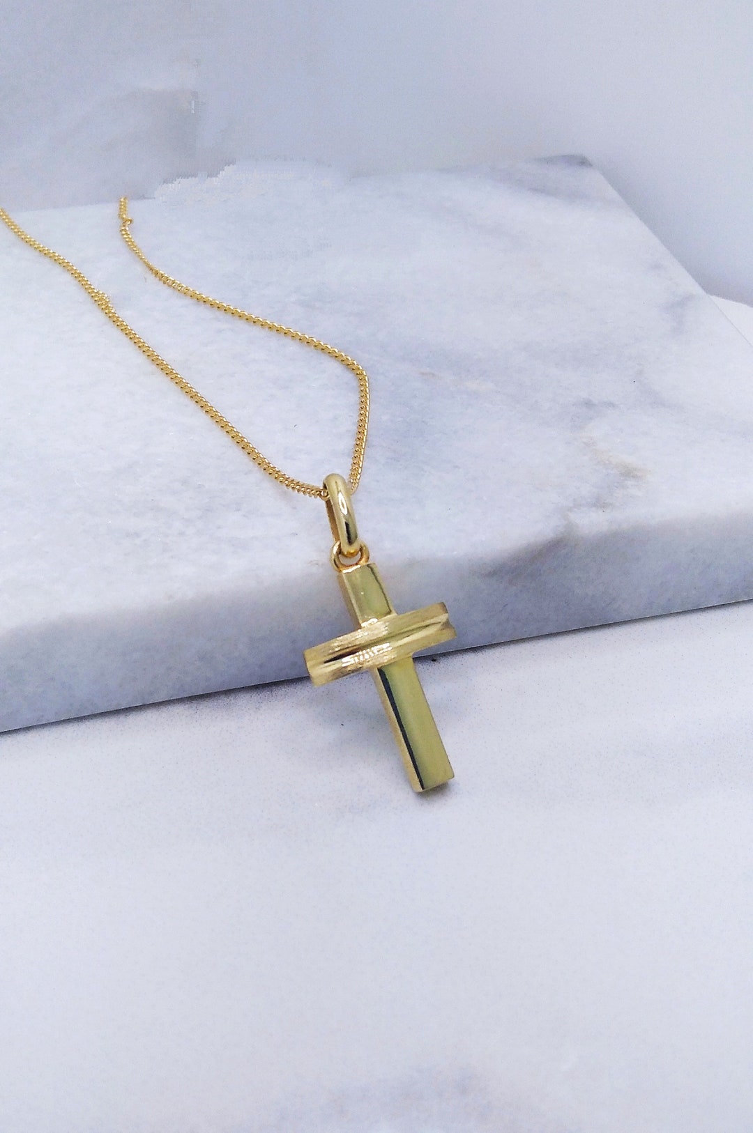 18k Orthodox Cross Necklace/solid Cross Pendant for Greek Baptism/men's ...