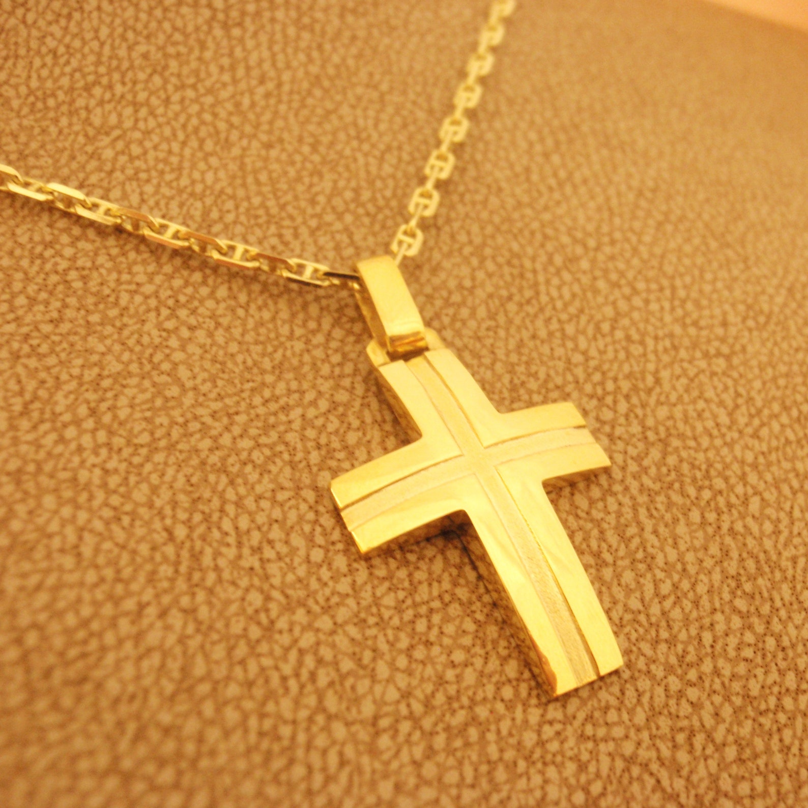 A Solid Gold Gross 14k in Modern Style Gold Cross 18k Greek - Etsy