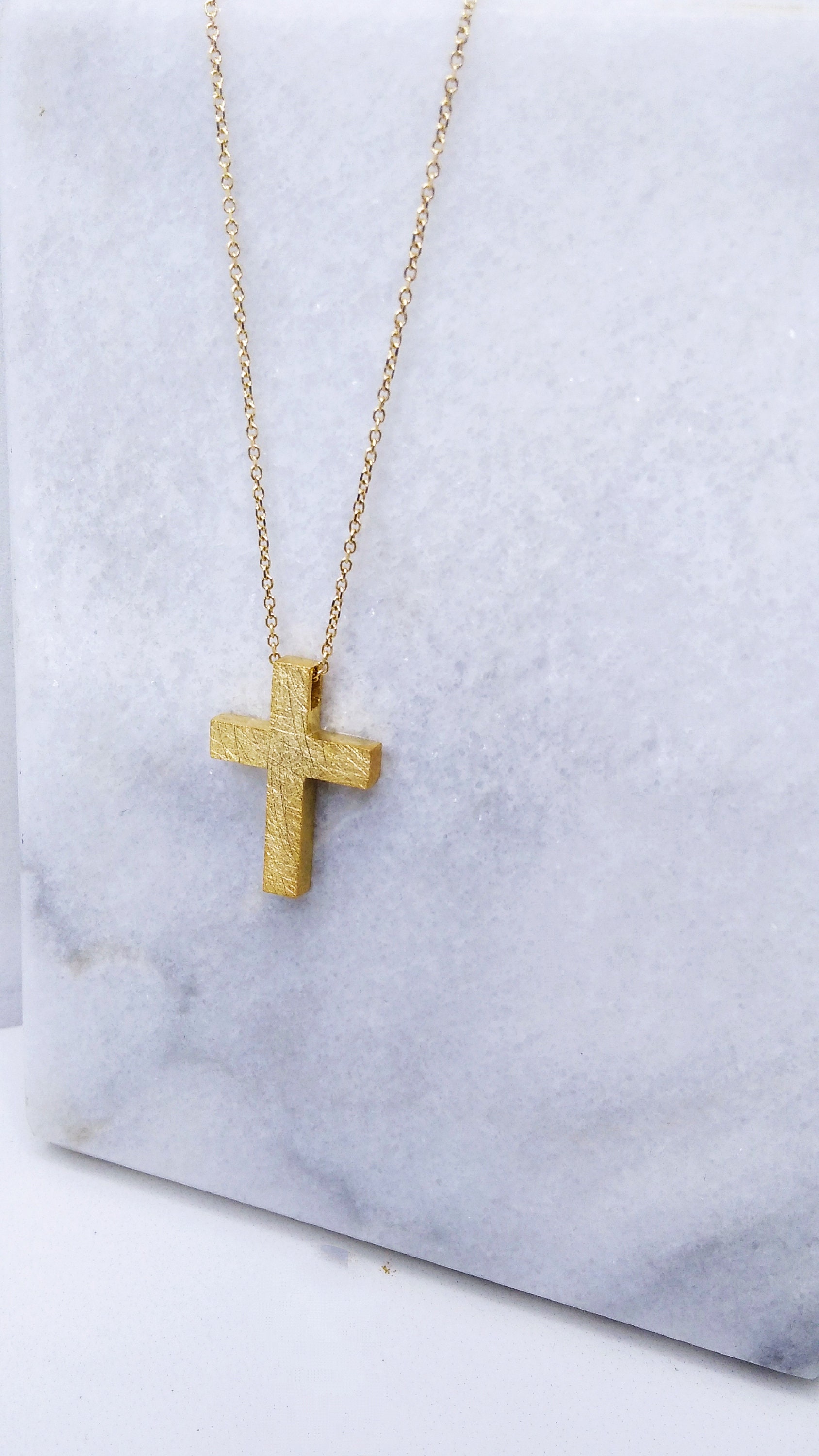 Greece Christening Cross for Boys From 14 Carat Solid Double Sided ...