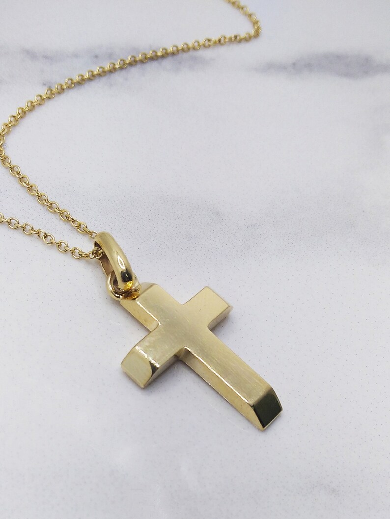 18k Solid Gold Greek Orthodox Cross Pendant, Baptism Gift - Etsy