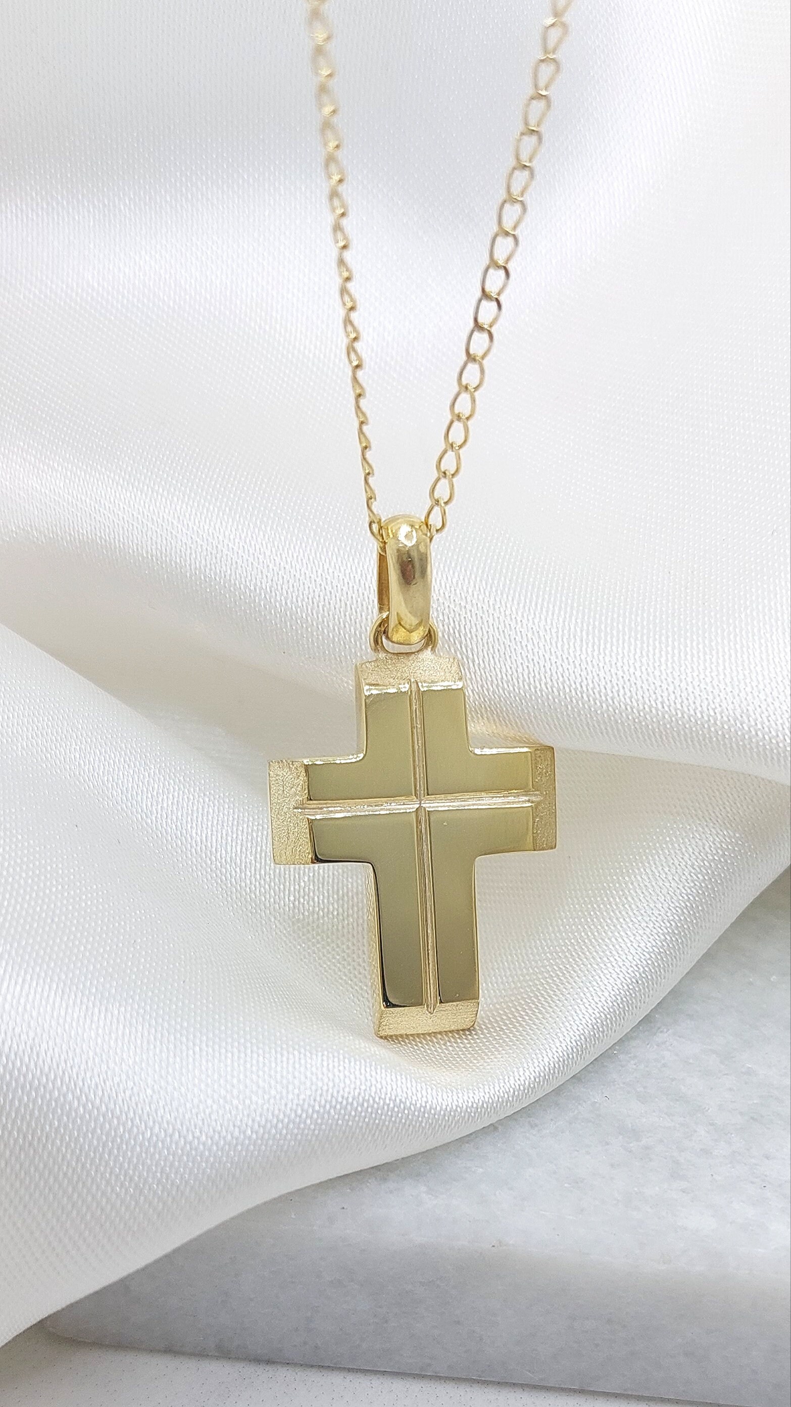 Greek Orthodox Solid 18k Baptism Gold Cross/14k Large Greek Gold Cross ...