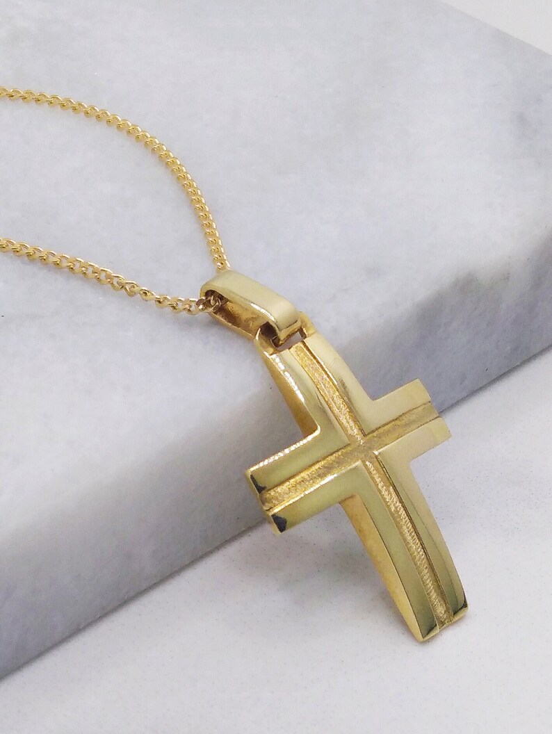 A Solid Gold Gross 14k in Modern Style Gold Cross 18k Greek - Etsy