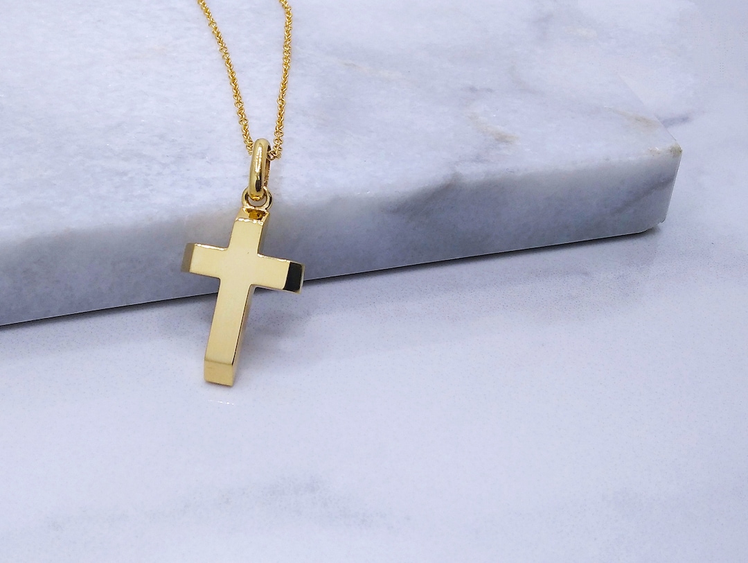 18k Solid Gold Greek Orthodox Cross Pendant, Baptism Gift - Etsy