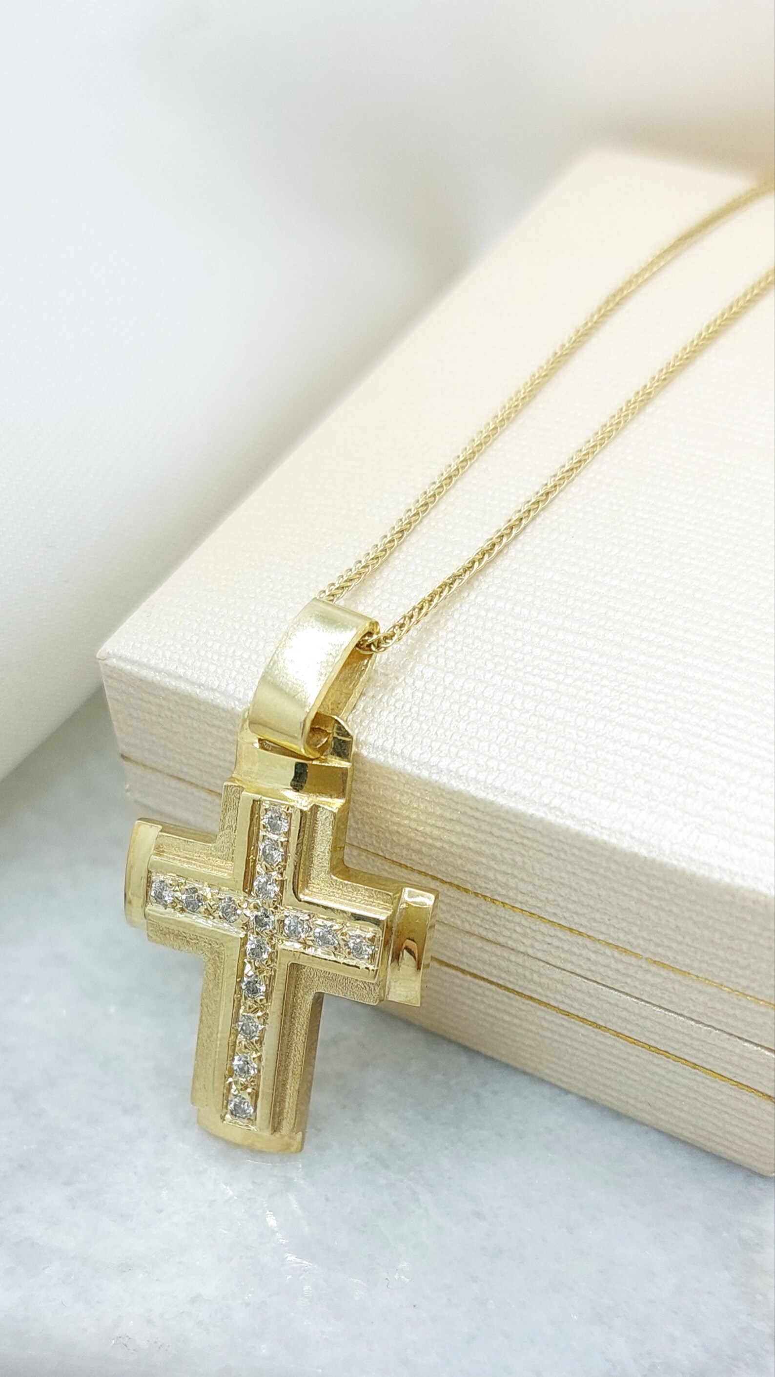 14k Gold Baptism Cross for Baby Girl, Handmade Orthodox Filaxto - Etsy