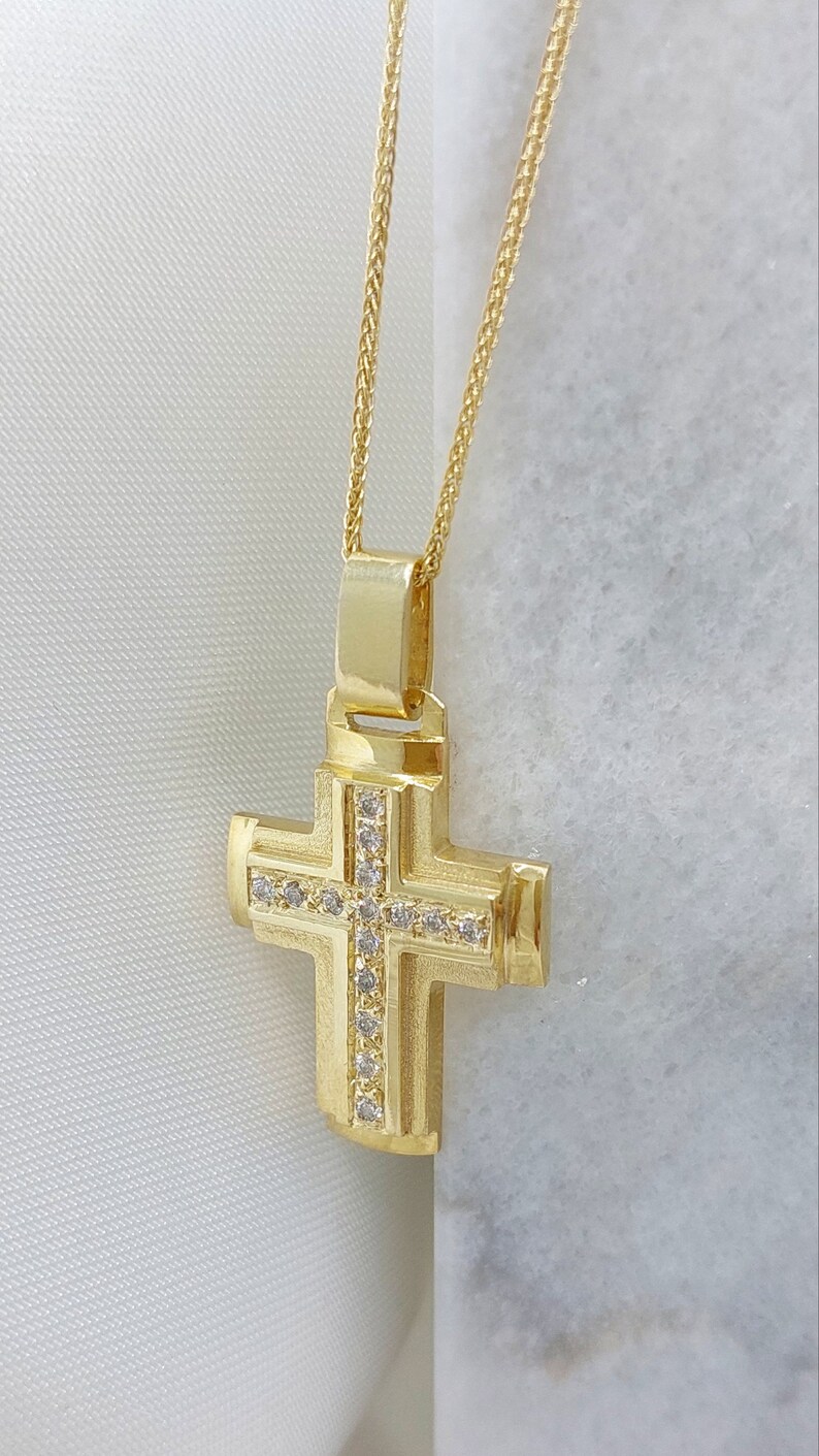 Solid Orthodox Baptism Gold Cross for Baby Girls/14k Baptsim Gold Cross ...