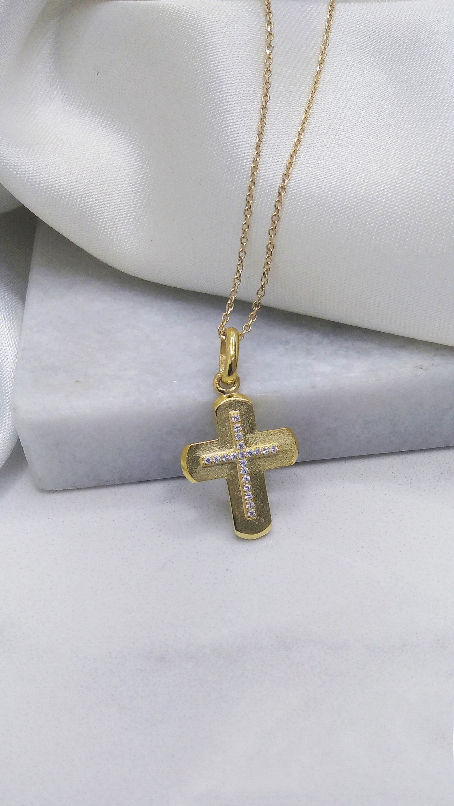 14k Gold Baptism Cross, Diamonds, Greek Orthodox Cross for Girl - Etsy