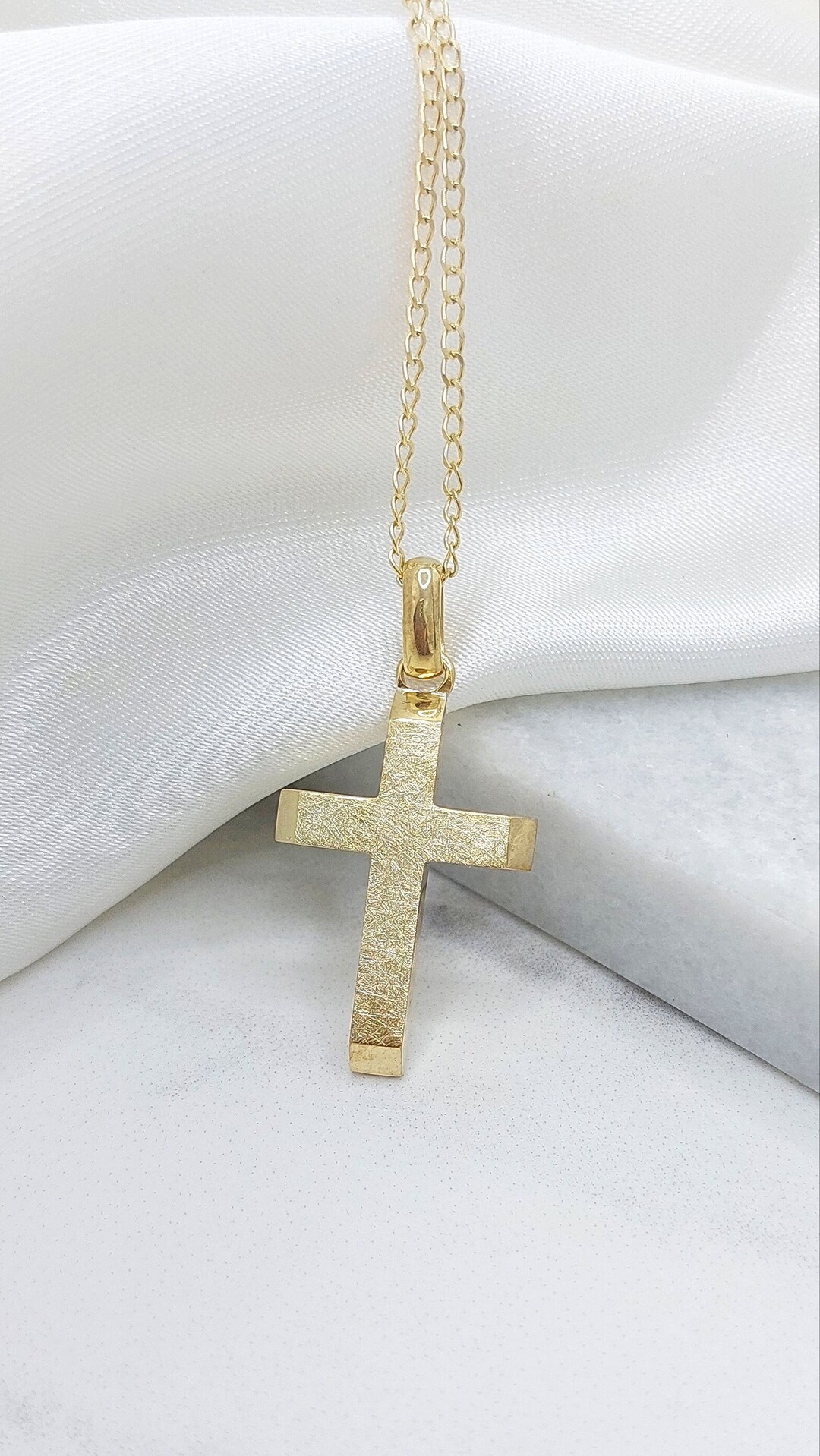 18k Solid Baptism Greek Gold Cross/ Orthodox Gold Cross/14k Baptism ...