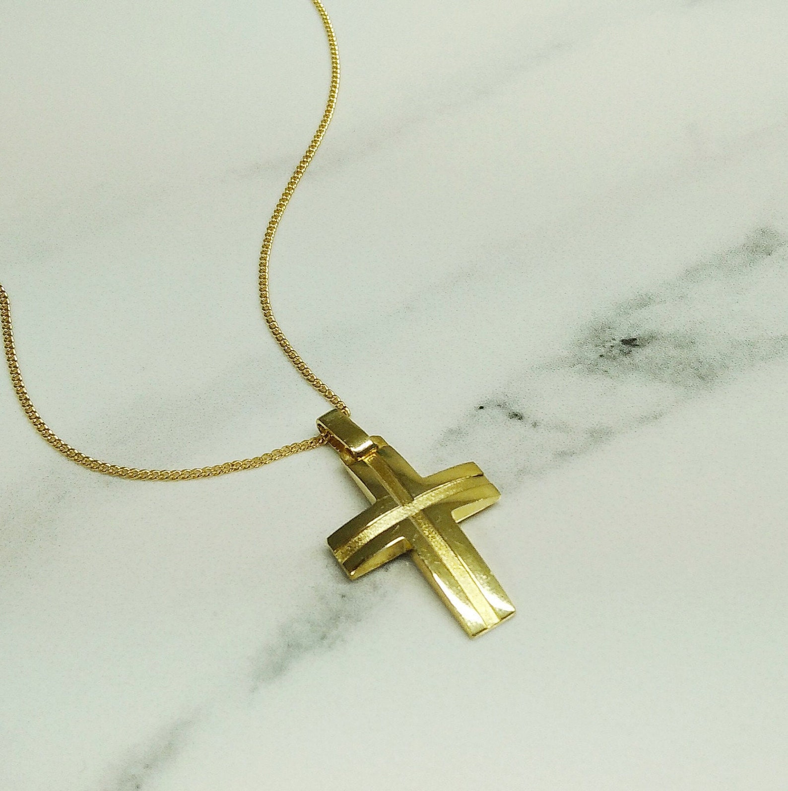 A Solid Gold Gross 14k in Modern Style Gold Cross 18k Greek - Etsy