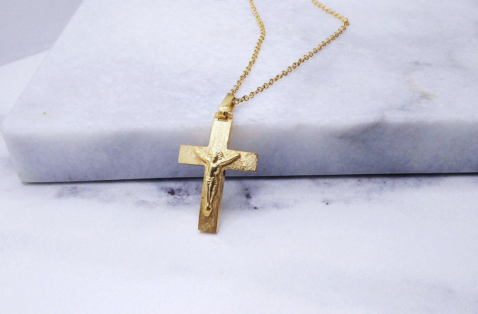 Greek Orthodox 14k Yellow Gold Baptism Cross With Crucified Figure - Etsy