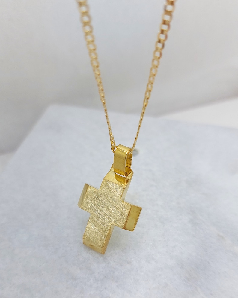 Greece Orthodox Baptism Cross With Matte & Shiny Surface/18k Yellow ...