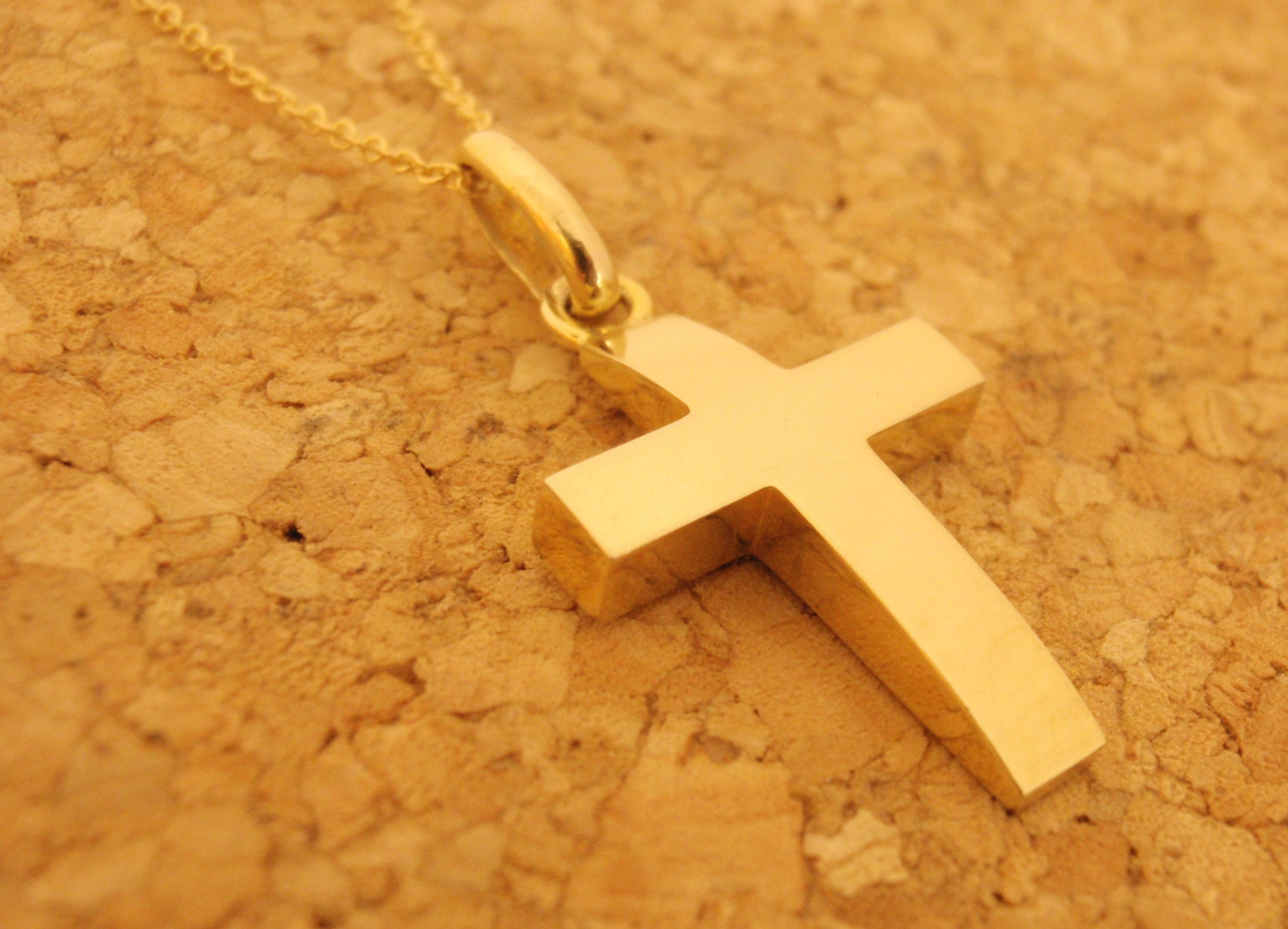 Baptism Solid Modern Gold Cross, Gold Gross 14k, Greek Gold Cross ...