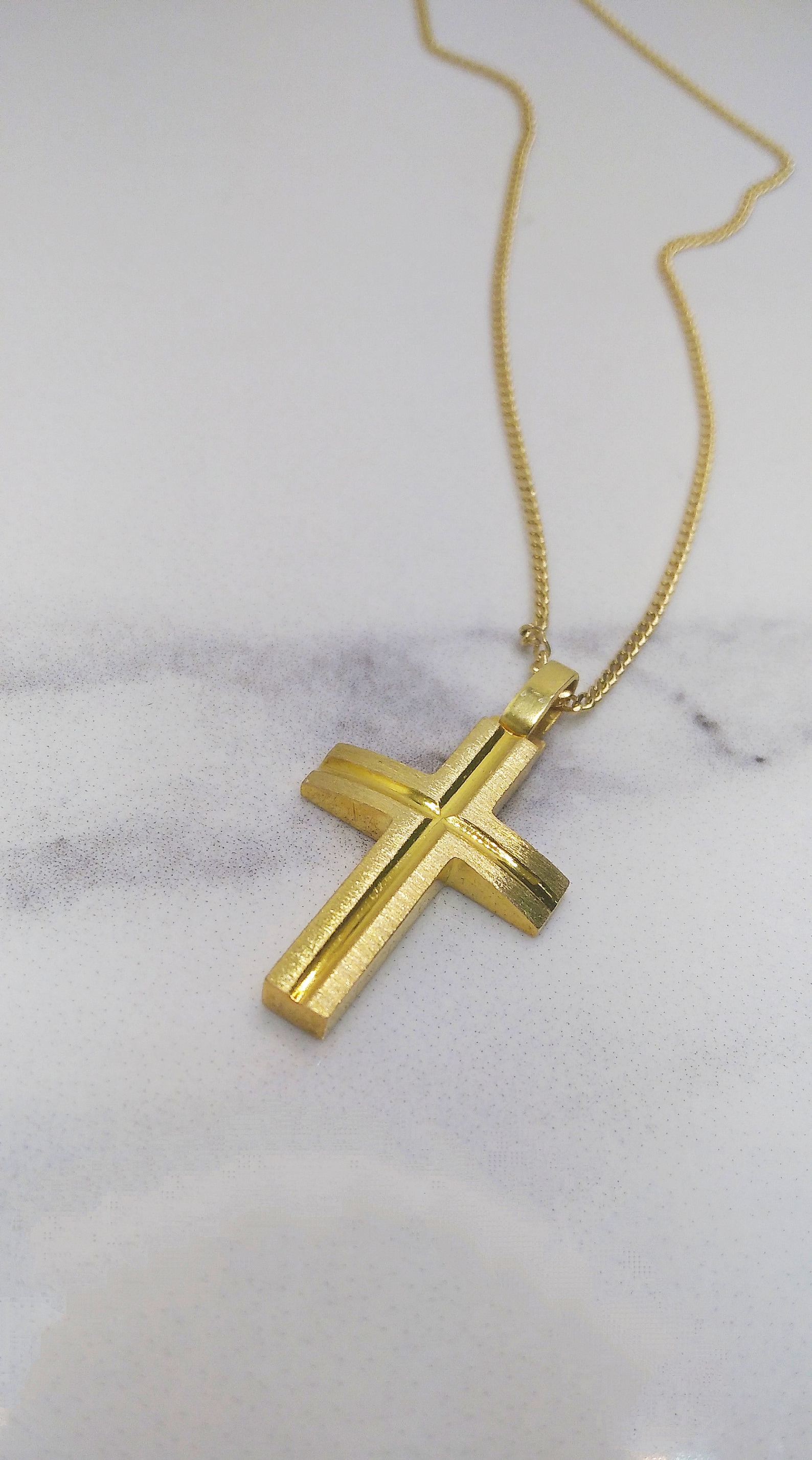 18k Gold Orthodox Cross Pendant, Solid Greek Baptismal Stavro - Etsy