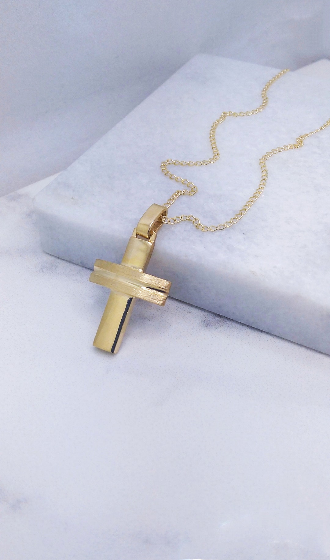 Solid Orthodox Gold Cross 18k Ideal as Men's Cross Necklace/greek Gold ...