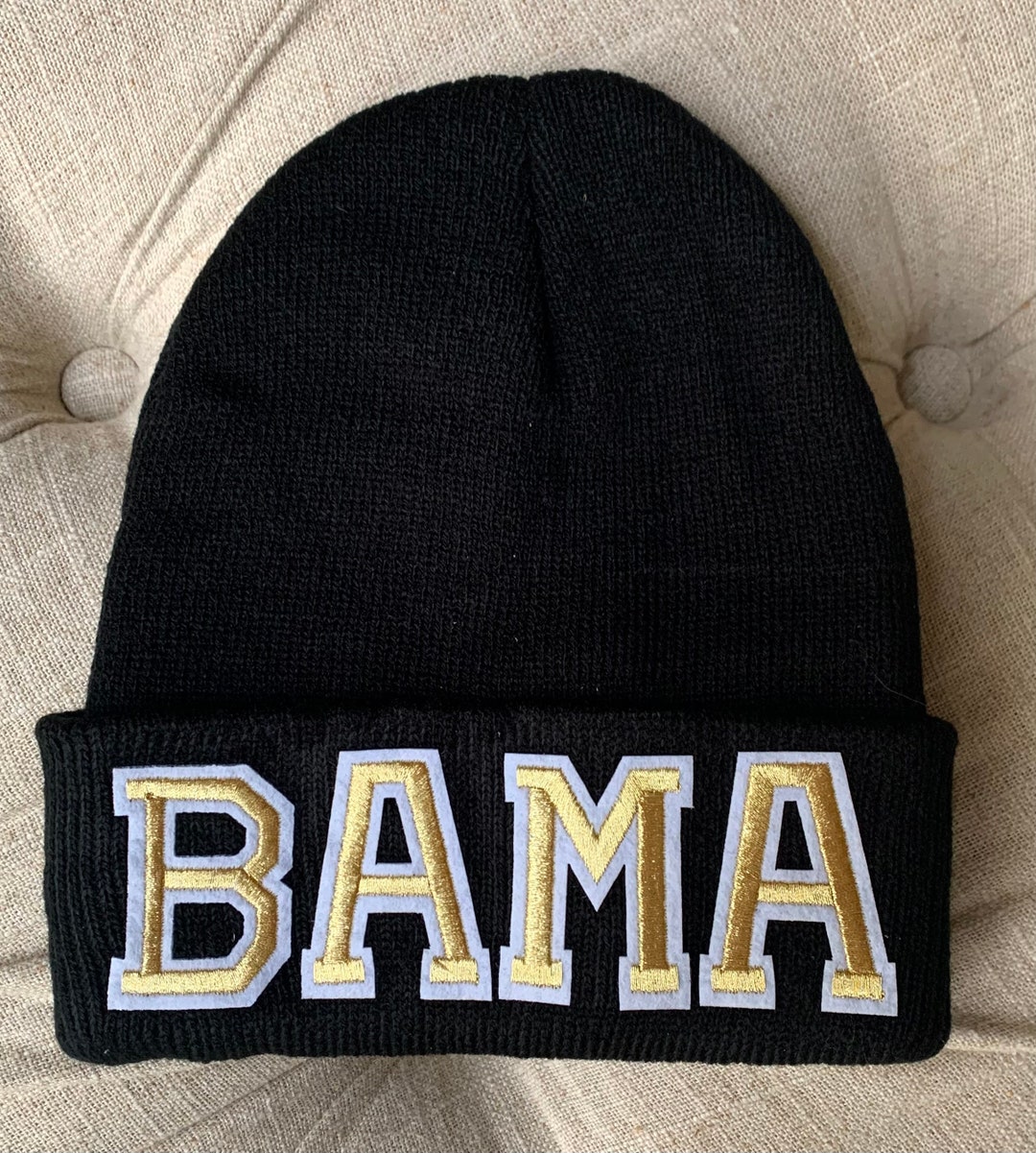 University of Alabama BAMA Gold Patch Letters Beanie Hat - Etsy