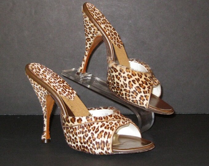 50's SPRINGOLATORS Fredericks of Hollywood, Leopard Print Mules ...