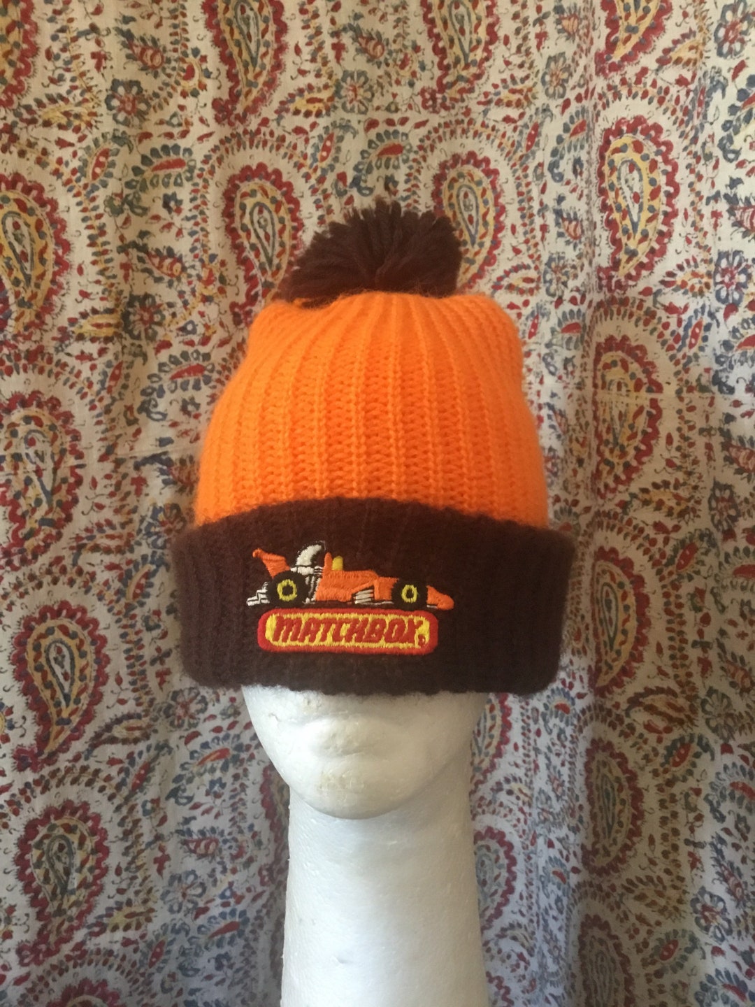 1970s MATCHBOX Orange & Brown Winter Hat Unisex Does Fit - Etsy