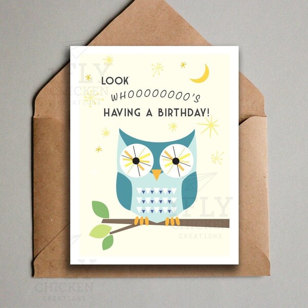 Owl Birthday Card - Etsy