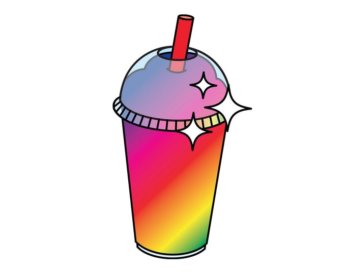 Slushie Sticker Holographic Rainbow Icee Drink Sticker - Etsy
