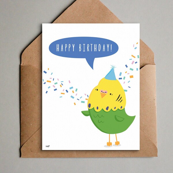 Parakeet Birthday Card - Etsy