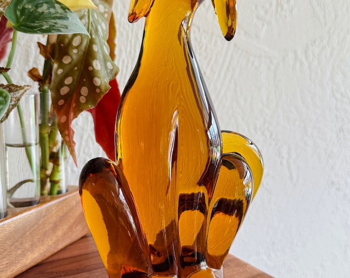 Viking Epic Glass Dog - 1960s - Mid Century Glass Figure - RARE Amber ...